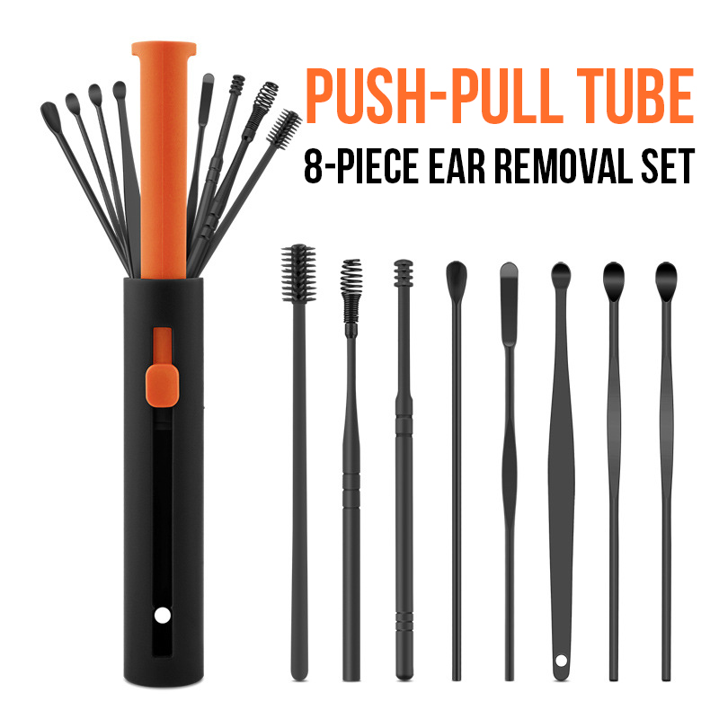 8Pcs/Set Stainless Steel Ear Wax Pickers Piercing Kit Curette Spoon ...
